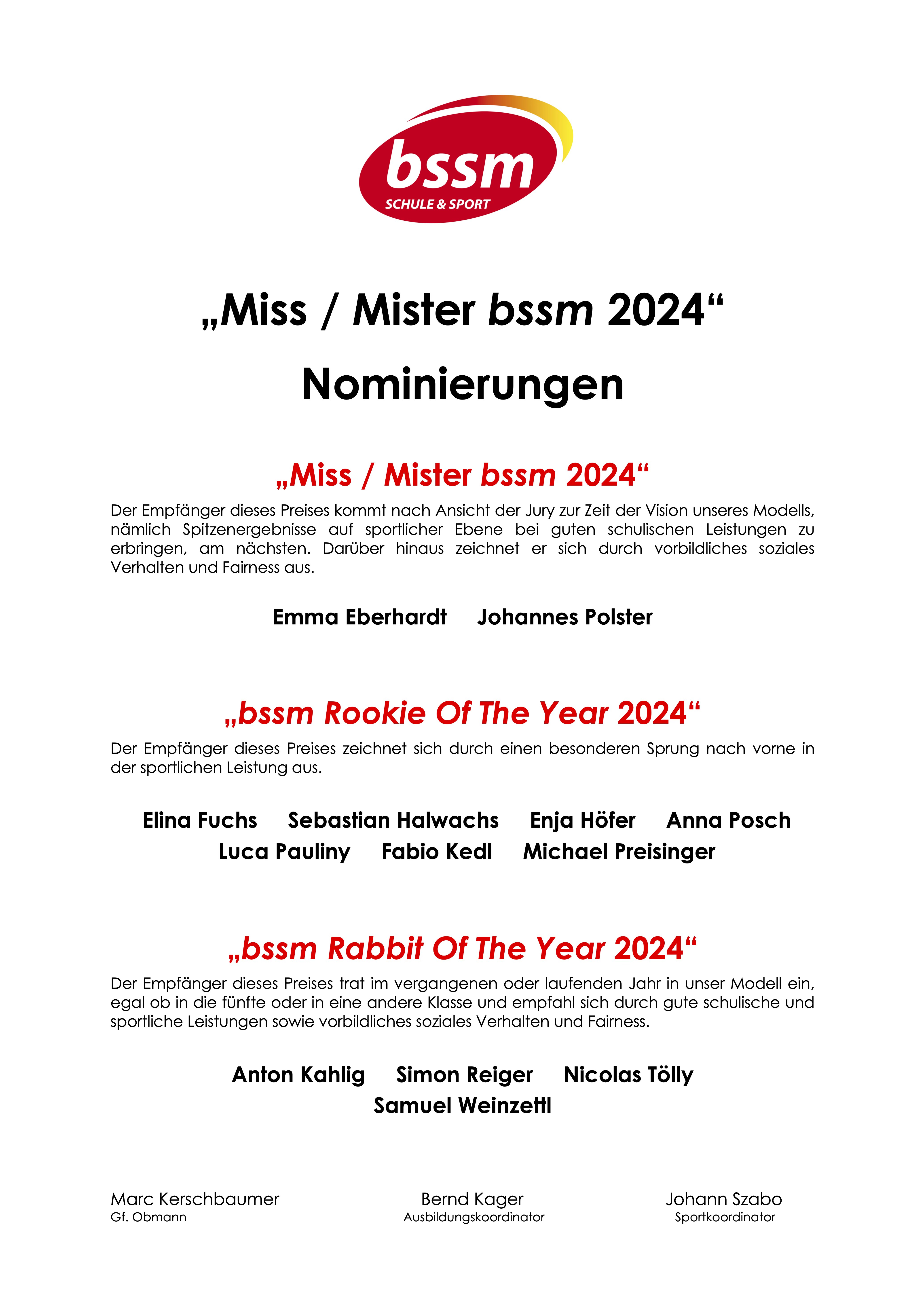 Nominierungen bssm-Ehrungen 2024 – bssm Oberschützen